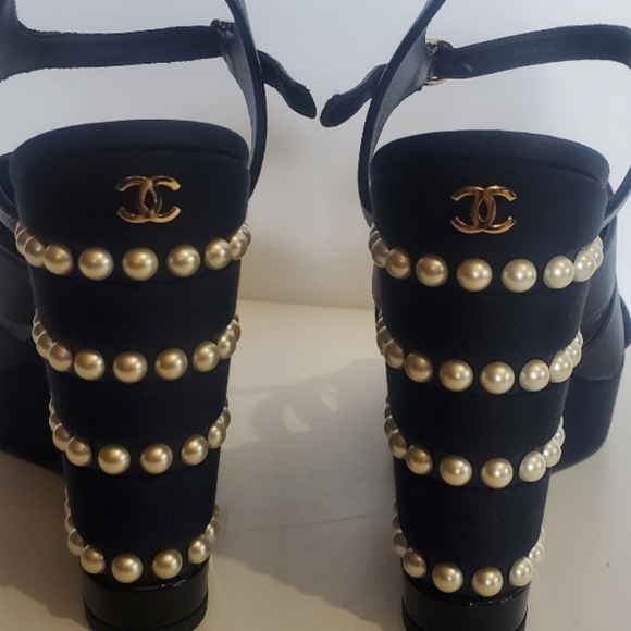 CHANEL | Shoes | Chanel Black Pearl Embellished Womens Heels | Poshmark